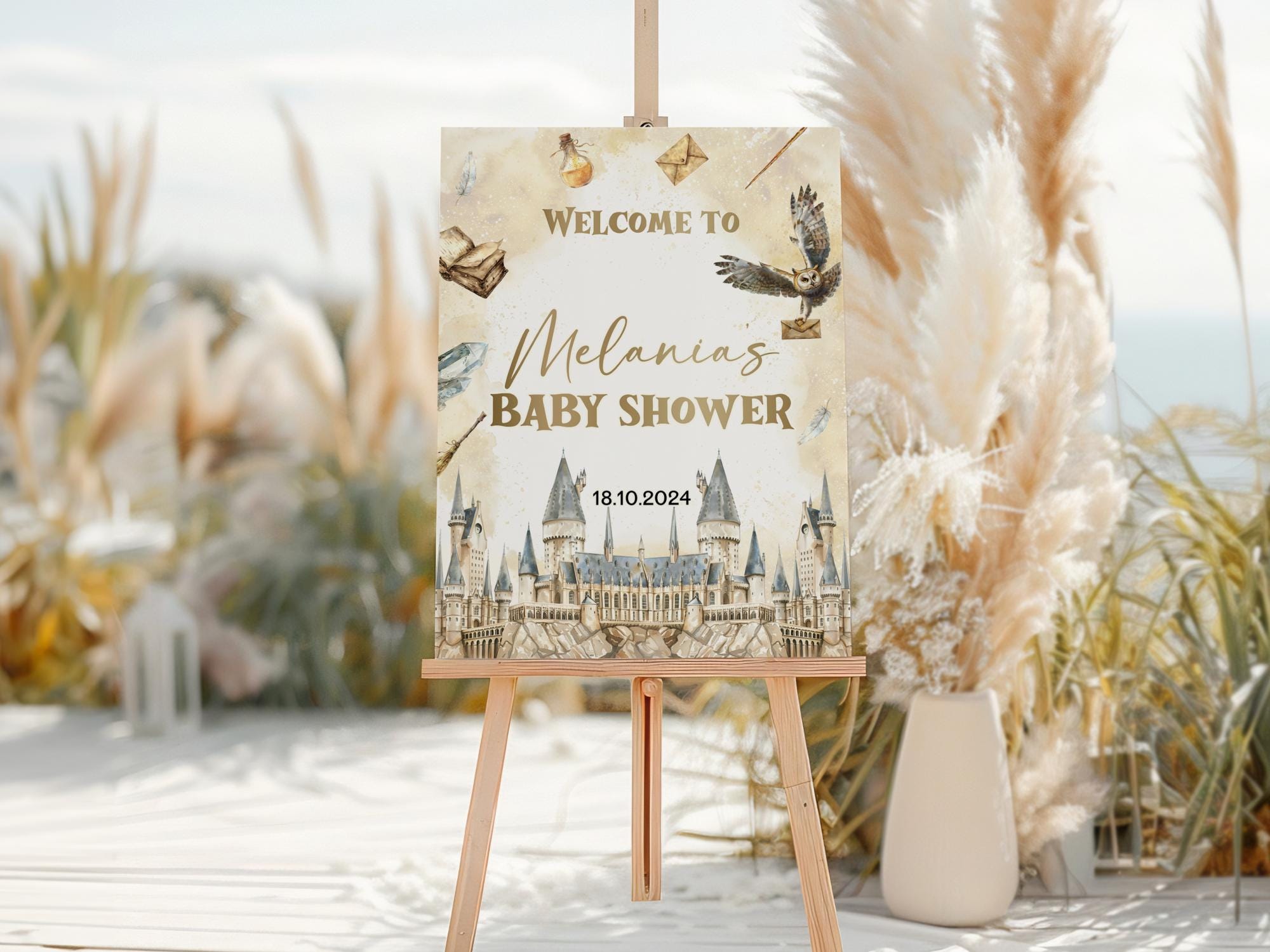 Magical Baby Shower Welcome Sign, School of Wizard Baby Shower Welcome ...