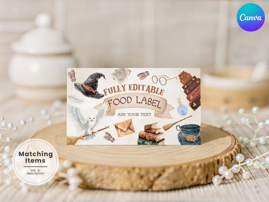 Wizard School Food Labels: Editable Magical 1st Birthday Tent Cards ...
