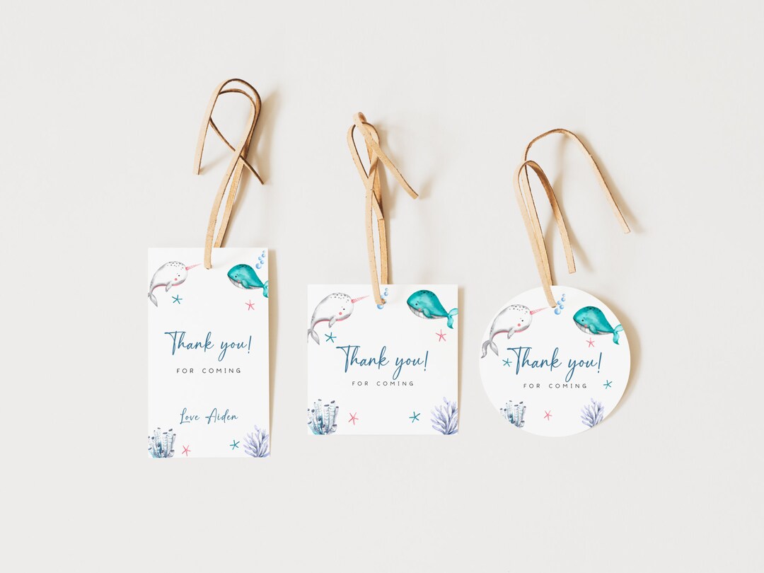 Ocean Animals Thank You for Coming Gift Tag Under the Sea Birthday ...