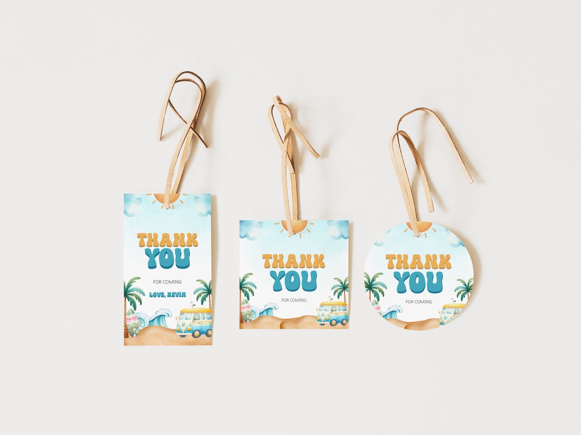 Editable Surf Thank You Favor Tag Surfboard Baby Shower Thank You Tag ...