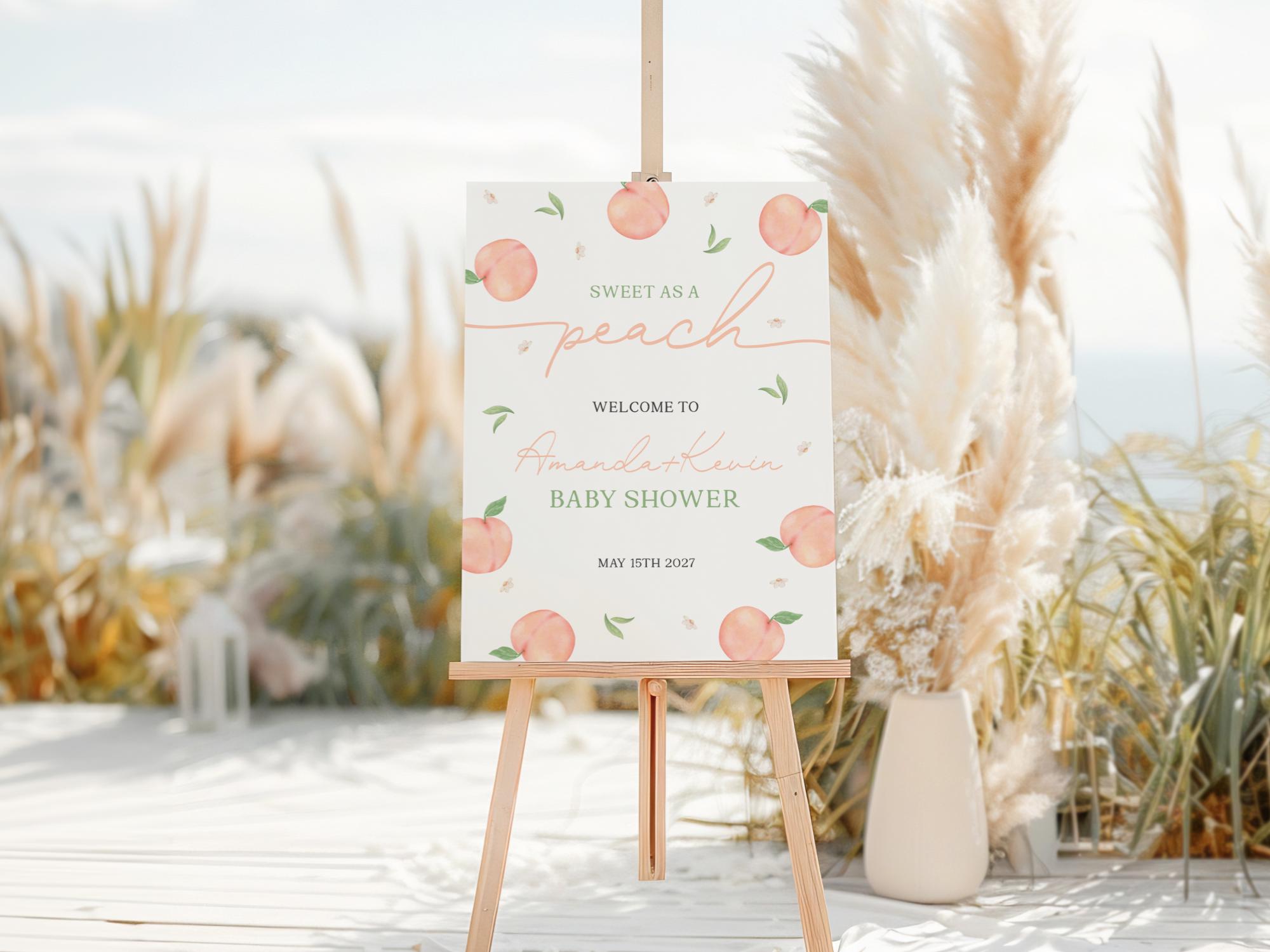 Little Peach Shower Welcome Sign, Peach is on the Way Welcome Board ...