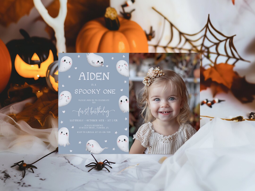 Spooky Birthday Photo Invitation, Spooktacular 1st Birthday Invite ...