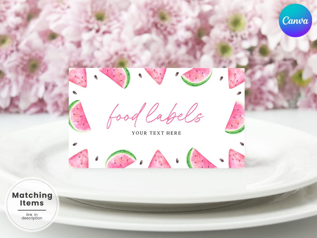 Watermelon 1st Birthday Food Label, Editable One in a Melon Birthday ...