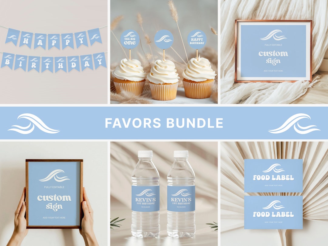 Surf First Birthday Decorations, Surf Party Favors Set, Beach Birthday ...