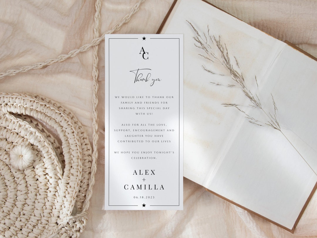 Minimalist Tall Thank You Card Template Modern Wedding Thank - Etsy Canada