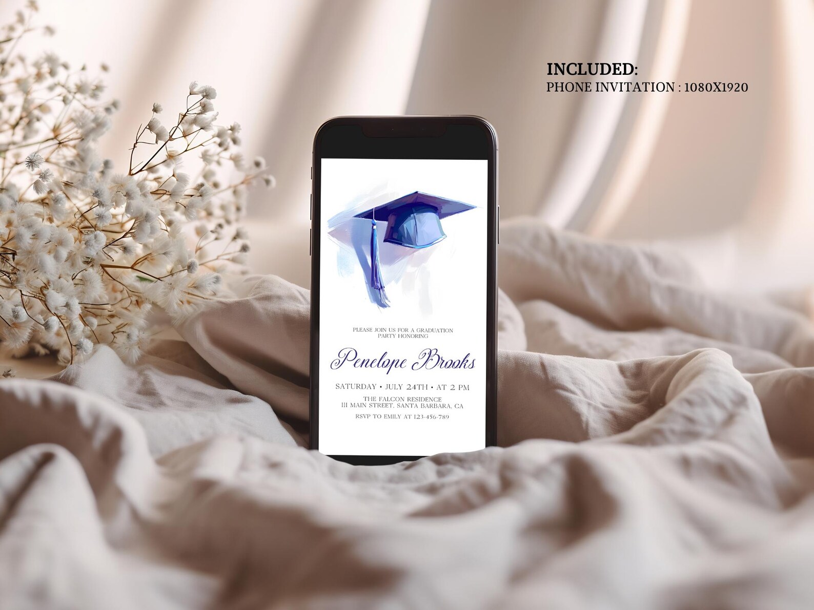 Blue Graduation Ceremony Invitation, University Graduation Party Invite ...