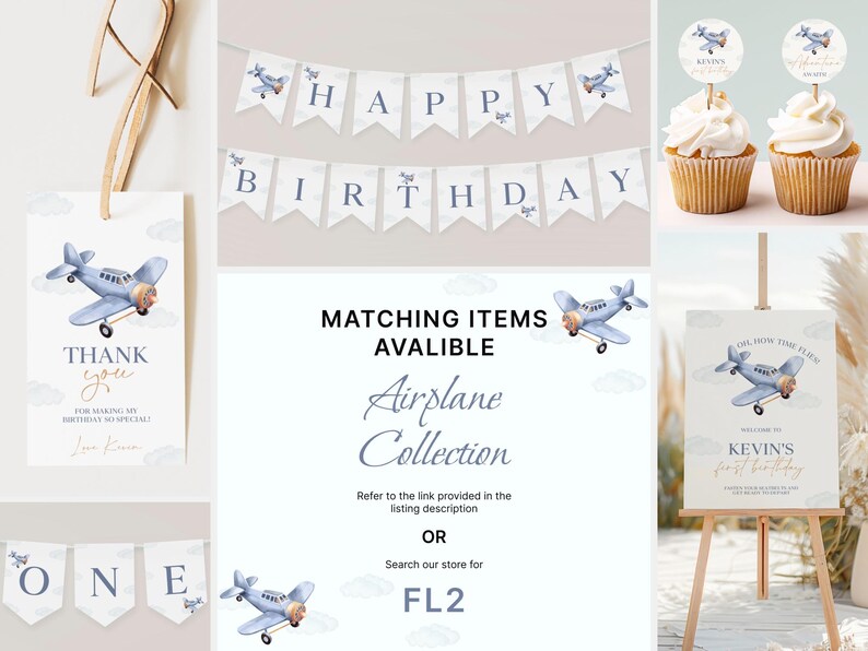 Airplane Birthday Welcome Sign, Time Flies 1st Birthday Welcome Poster ...