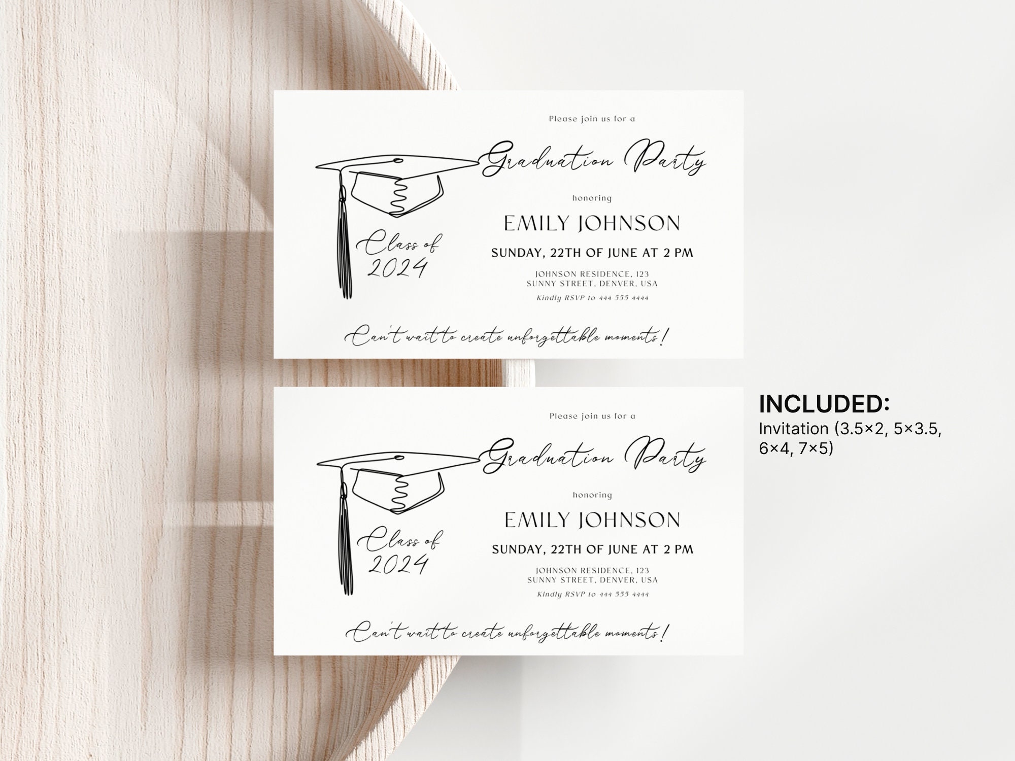 Graduation Party Mini Invitation Grad Party Insert Card Printable 2024 ...