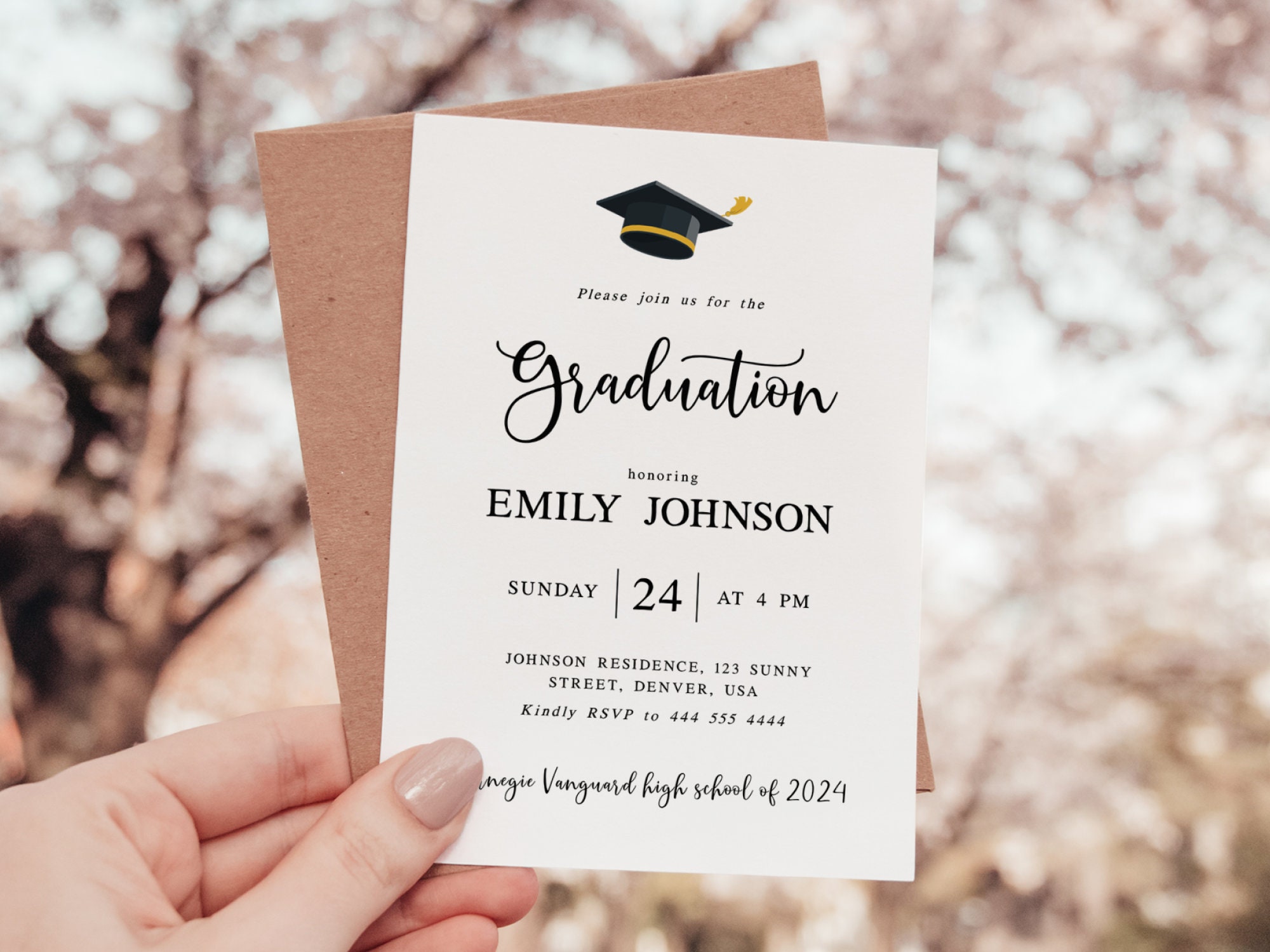Clear Graduation Invitation Template Editable Simple Graduation ...