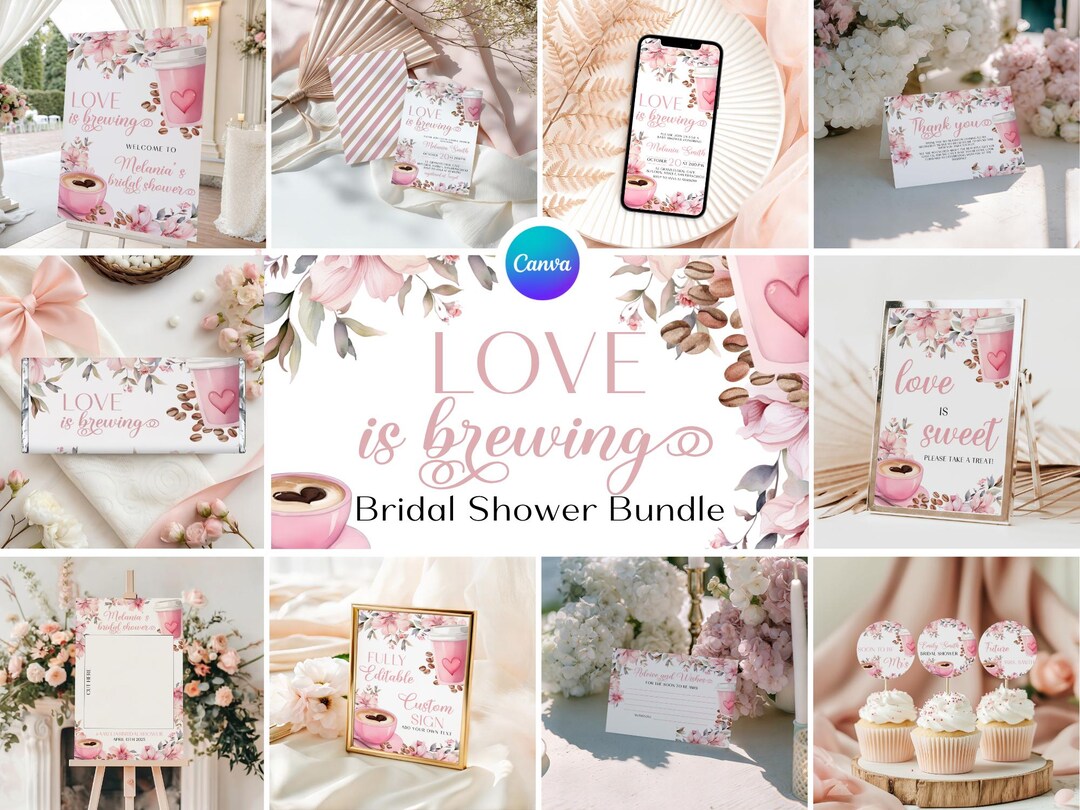 Love is Brewing Bridal Shower Bundle – Coffee Espresso Theme Party Kit ...