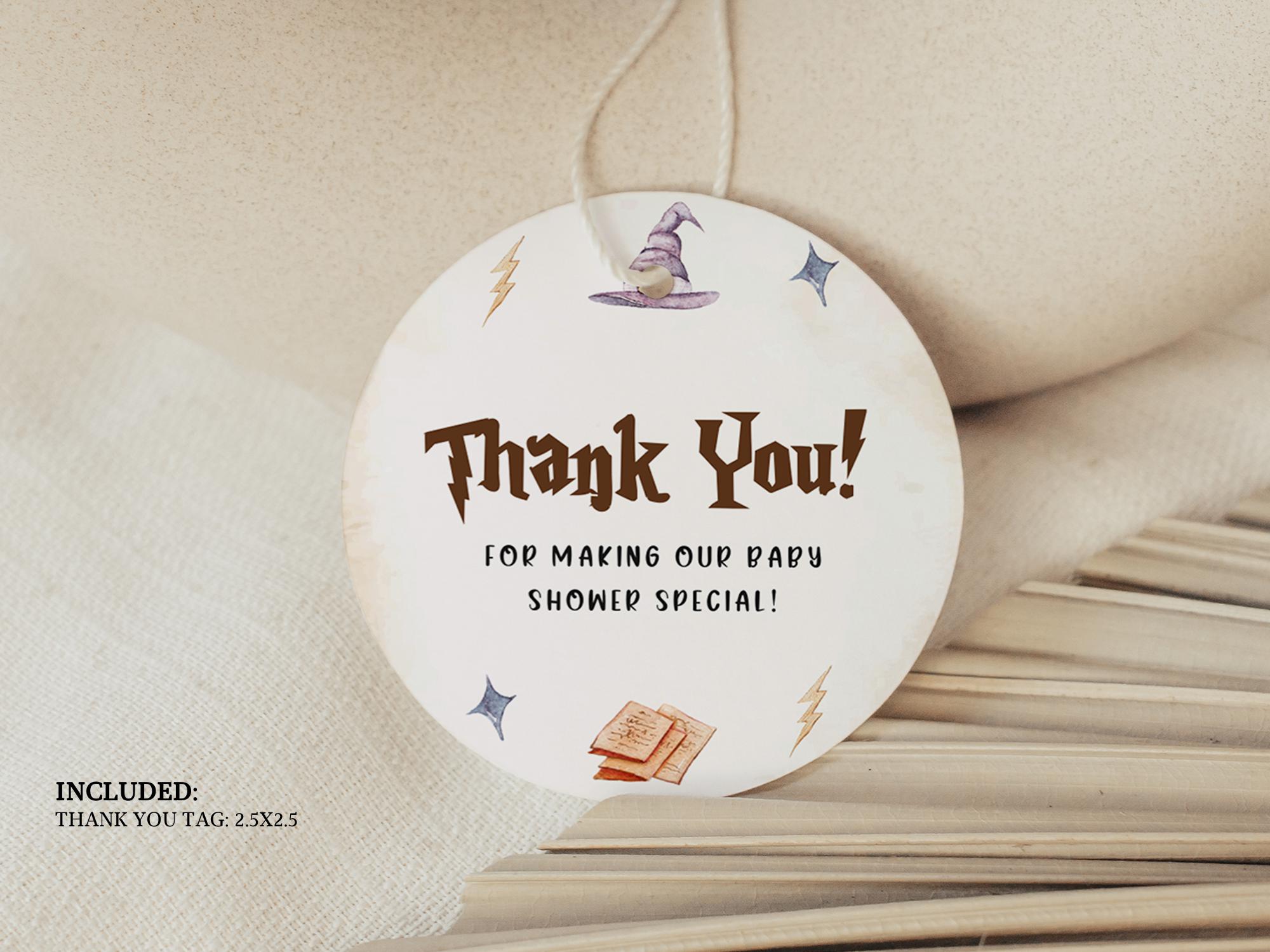 Wizard on the Way Favor Tags, Printable Magical Baby Shower Thank You ...