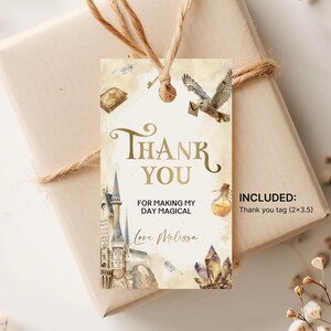Wizard Birthday Party Favor Tags, Printable Magic School Bday Thank You ...