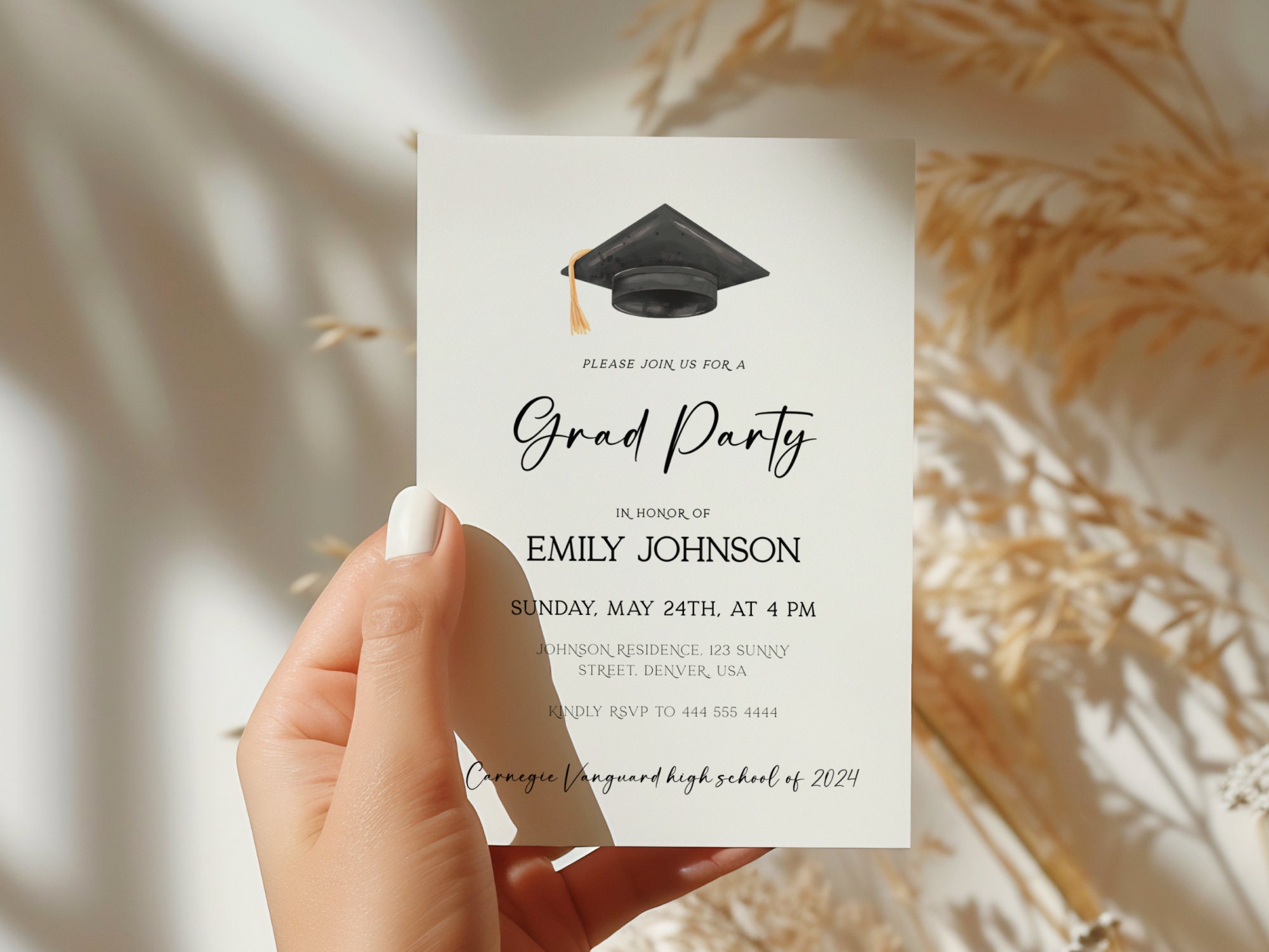 Masculine Graduation Announcement Graduation Invite Male High School ...
