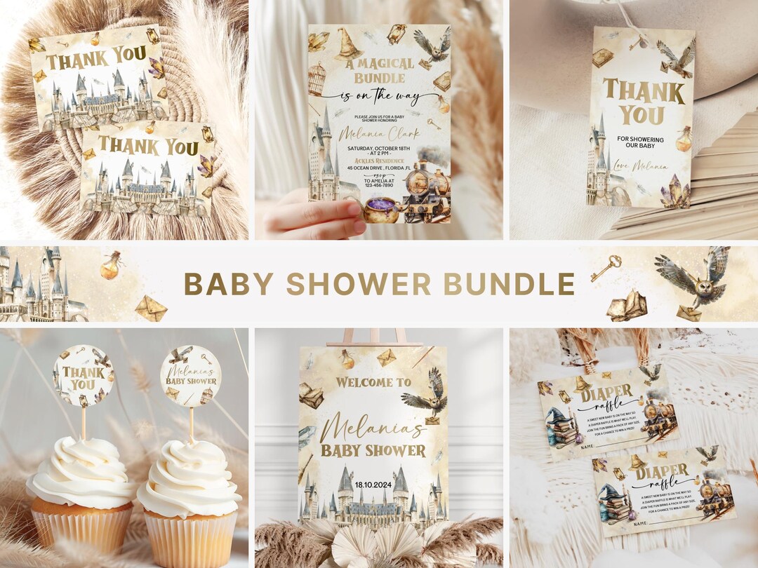 Wizard Baby Shower Bundle, A Magical Bundle Baby Shower Invitation ...