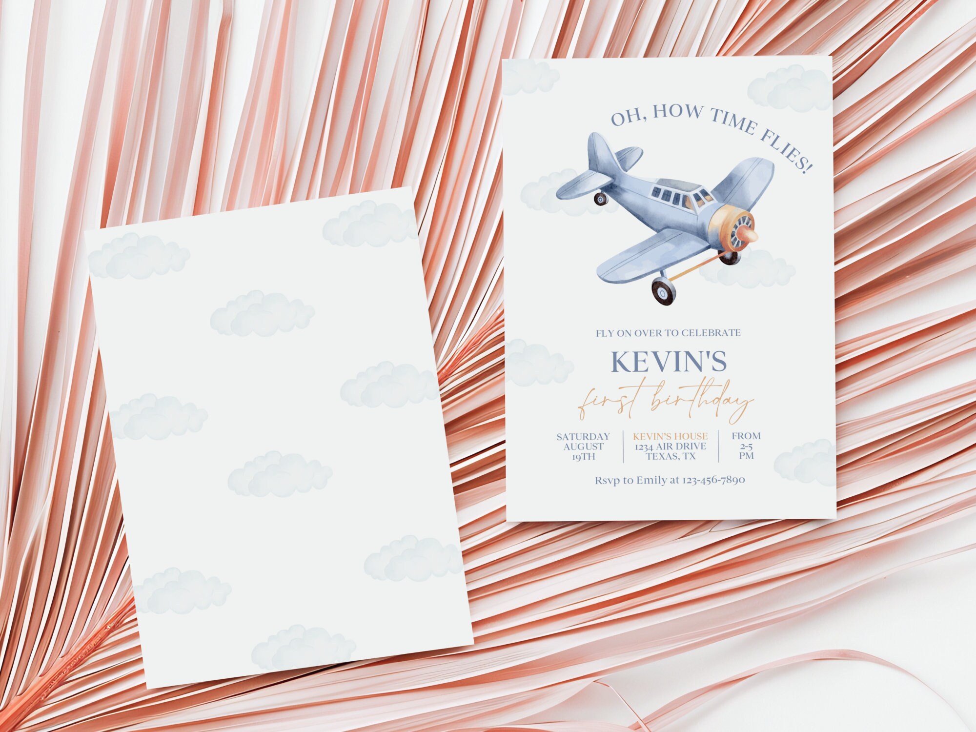 Airplane 1st Birthday Invitation, Oh My Time Flies First Birthday ...