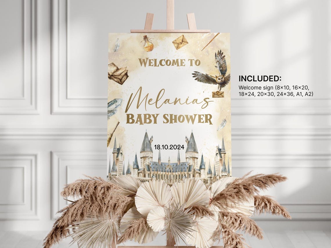 Magical Baby Shower Welcome Sign, School of Wizard Baby Shower Welcome ...
