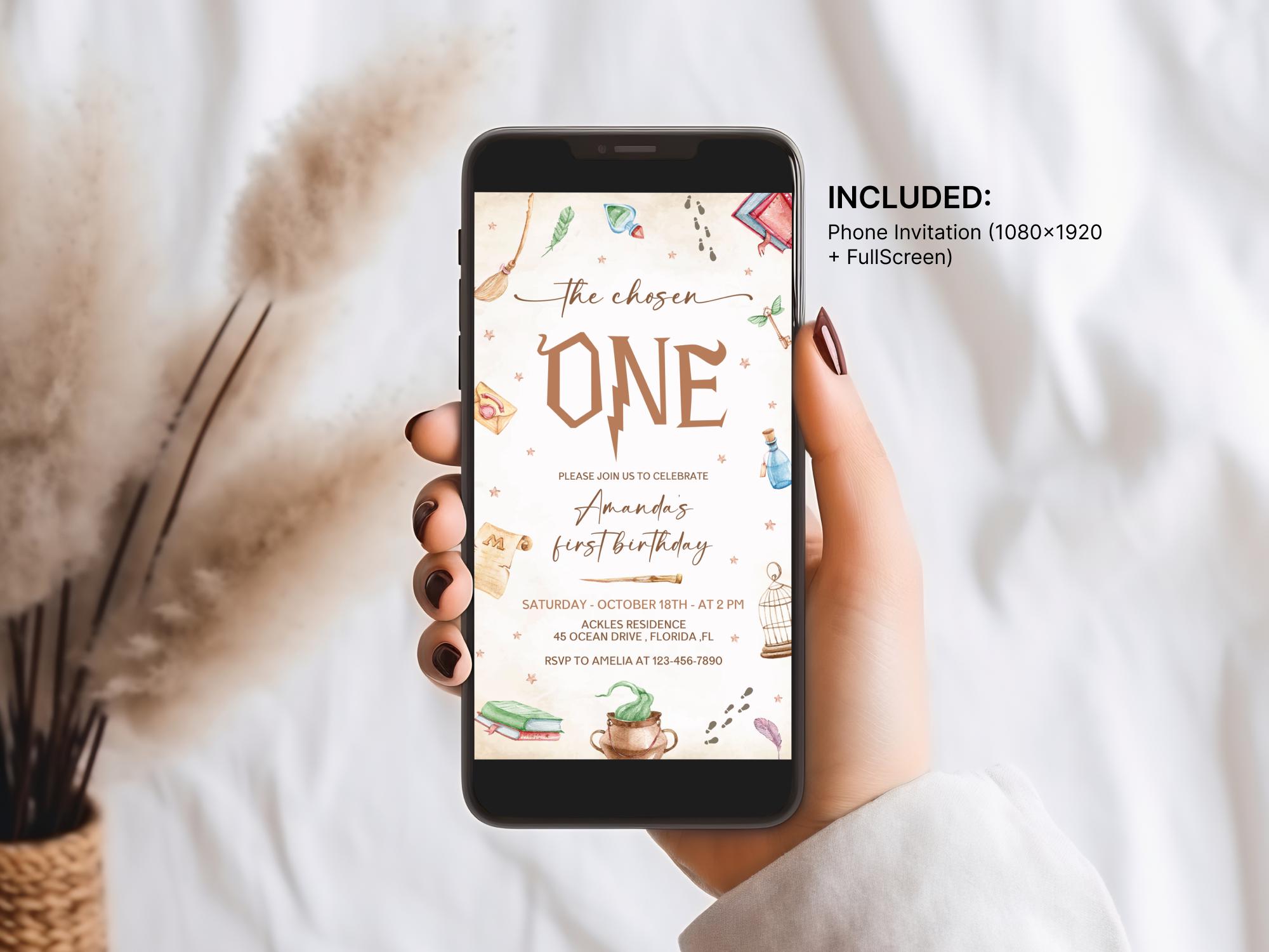 Magical First Birthday Invitation Set, the Chosen One Birthday Party ...