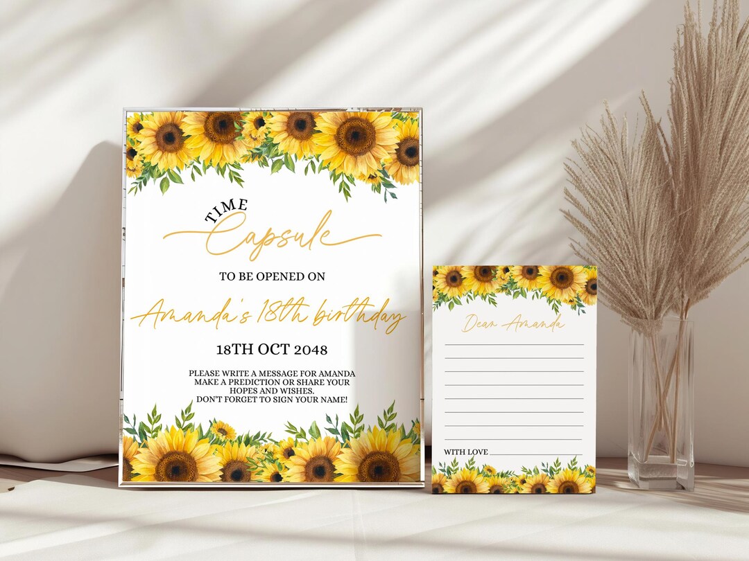 Sunflower 1st Birthday Time Capsule, Our Little Sunflower Printable ...