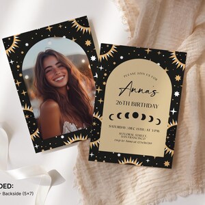 Celestial Birthday Invite, Moon Phases 26th Birthday Invitation, Starry ...