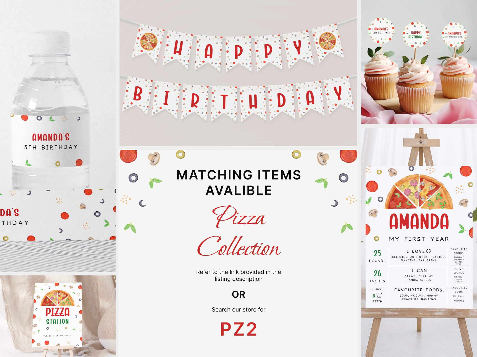 Editable Pizza Party Welcome Sign Template Pizza 1st Birthday Welcome ...