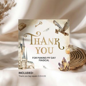 Wizard Birthday Party Favor Tags, Printable Magic School Bday Thank You ...