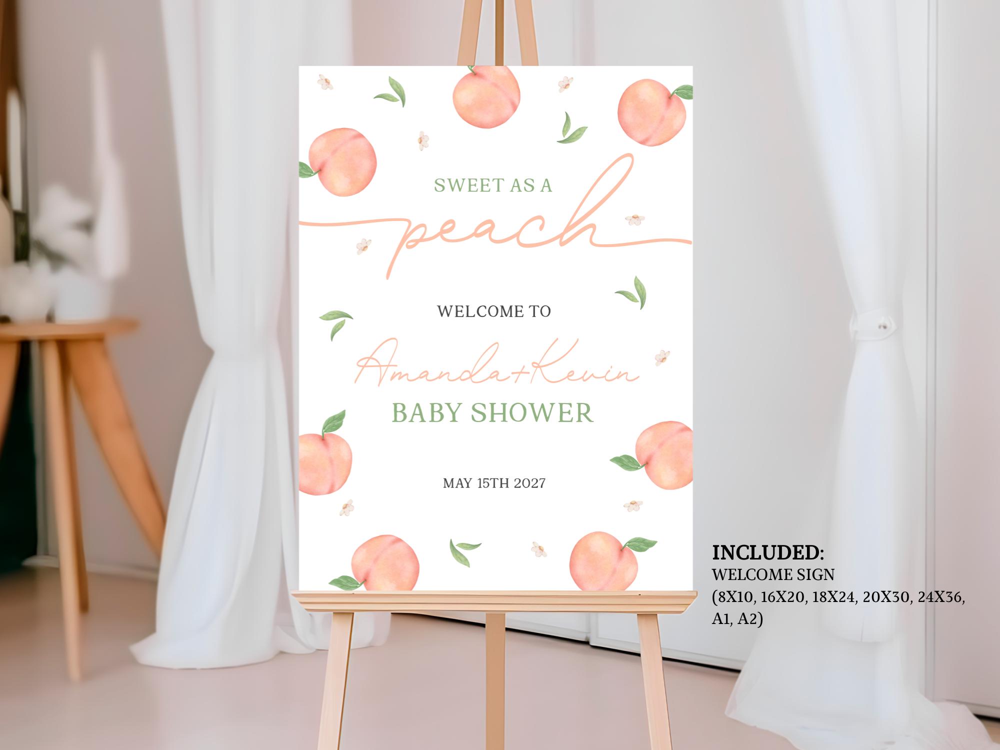 Little Peach Shower Welcome Sign, Peach is on the Way Welcome Board ...