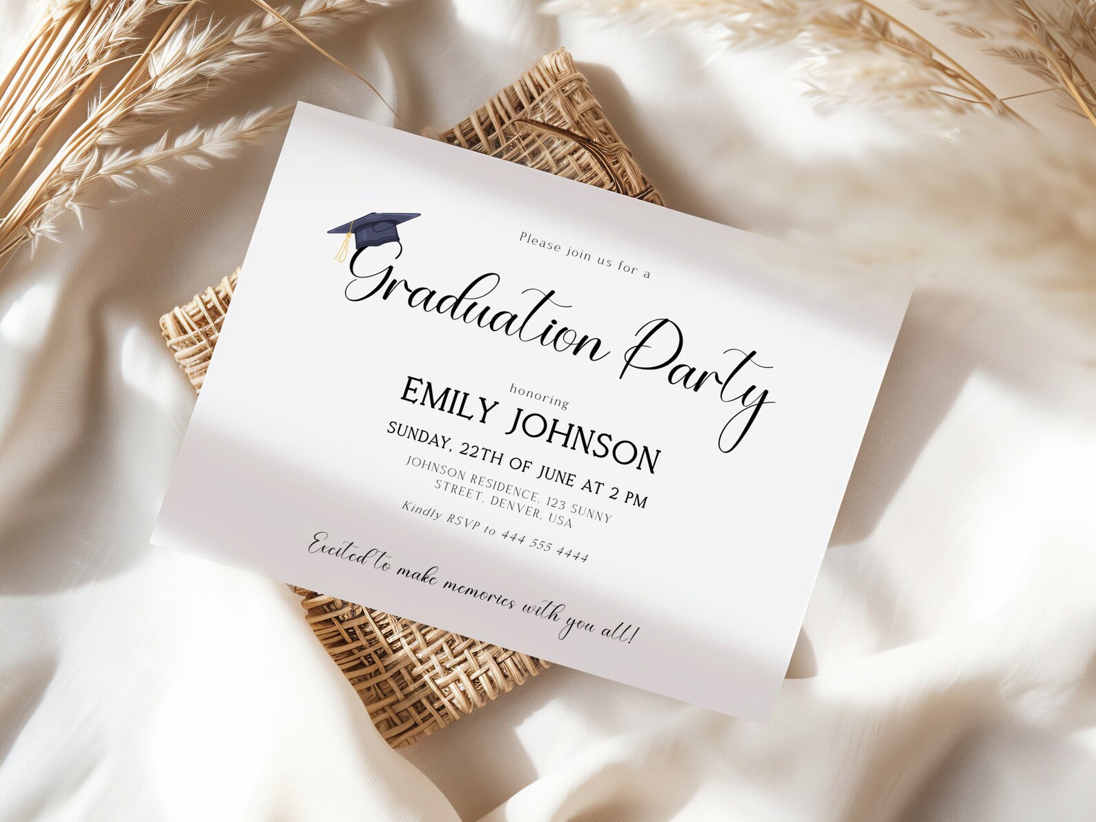 Modern Graduation Announcement Party Invite Mini Graduation Card Class ...
