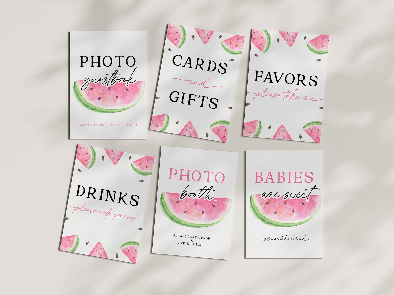 Watermelon First Birthday Table Signs Bundle One in A Melon 1st ...