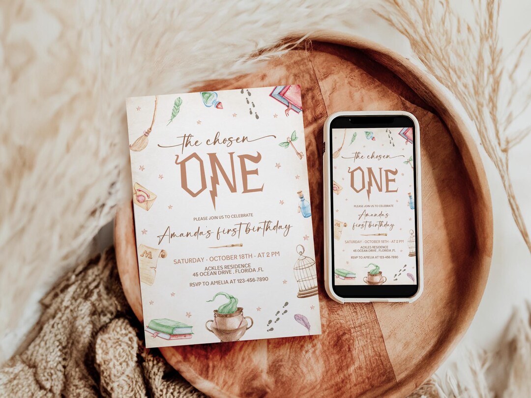 Magical First Birthday Invitation Set, the Chosen One Birthday Party ...