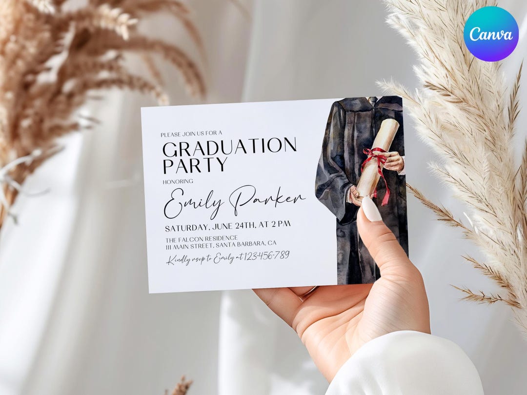 Small Senior Graduation Invitation, Formal Graduation Party Template ...