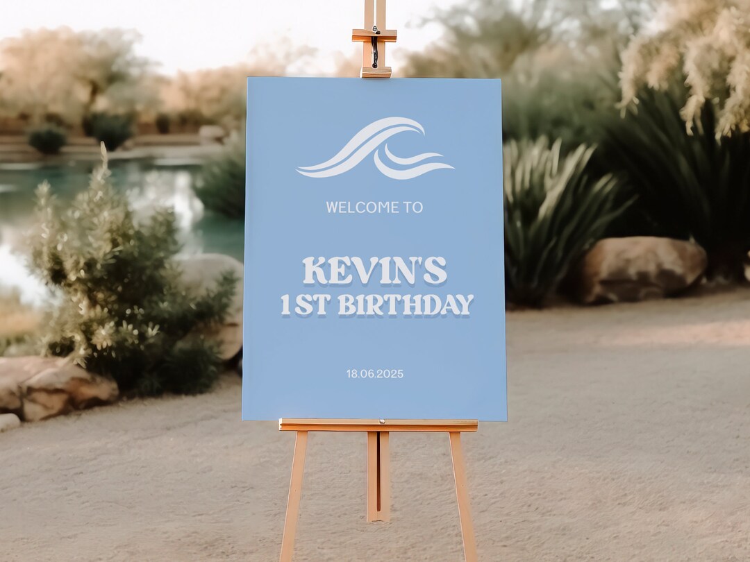Wavy First Birthday Welcome Sign, the Big One Birthday Party Decor ...