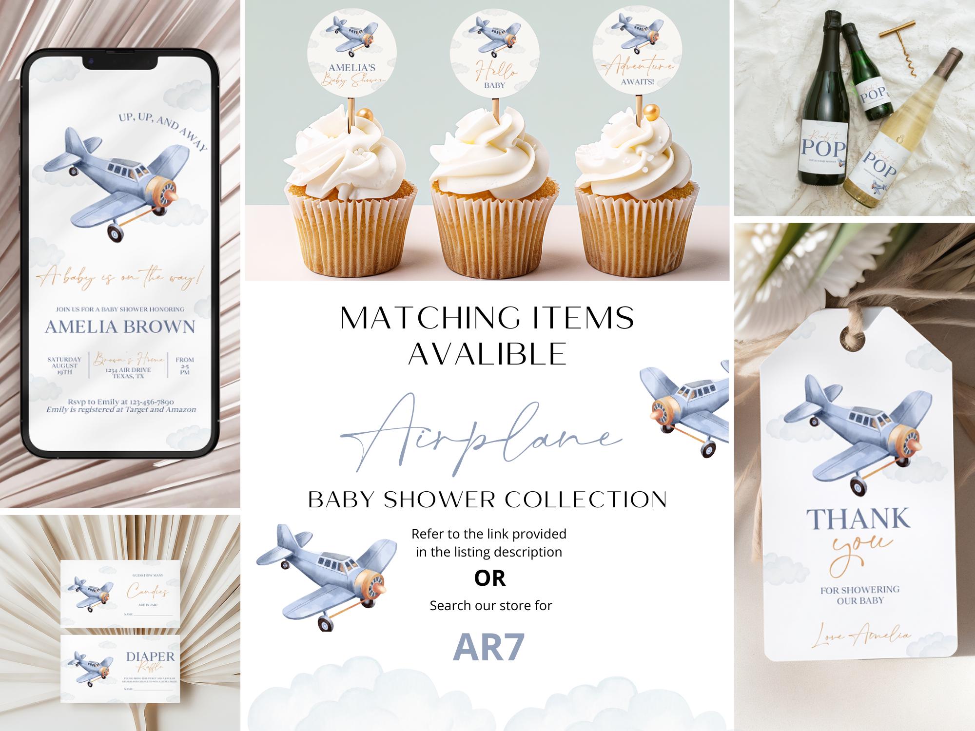 Airplane Baby Shower Welcome Sign, up up and Away Decor Welcome Poster ...