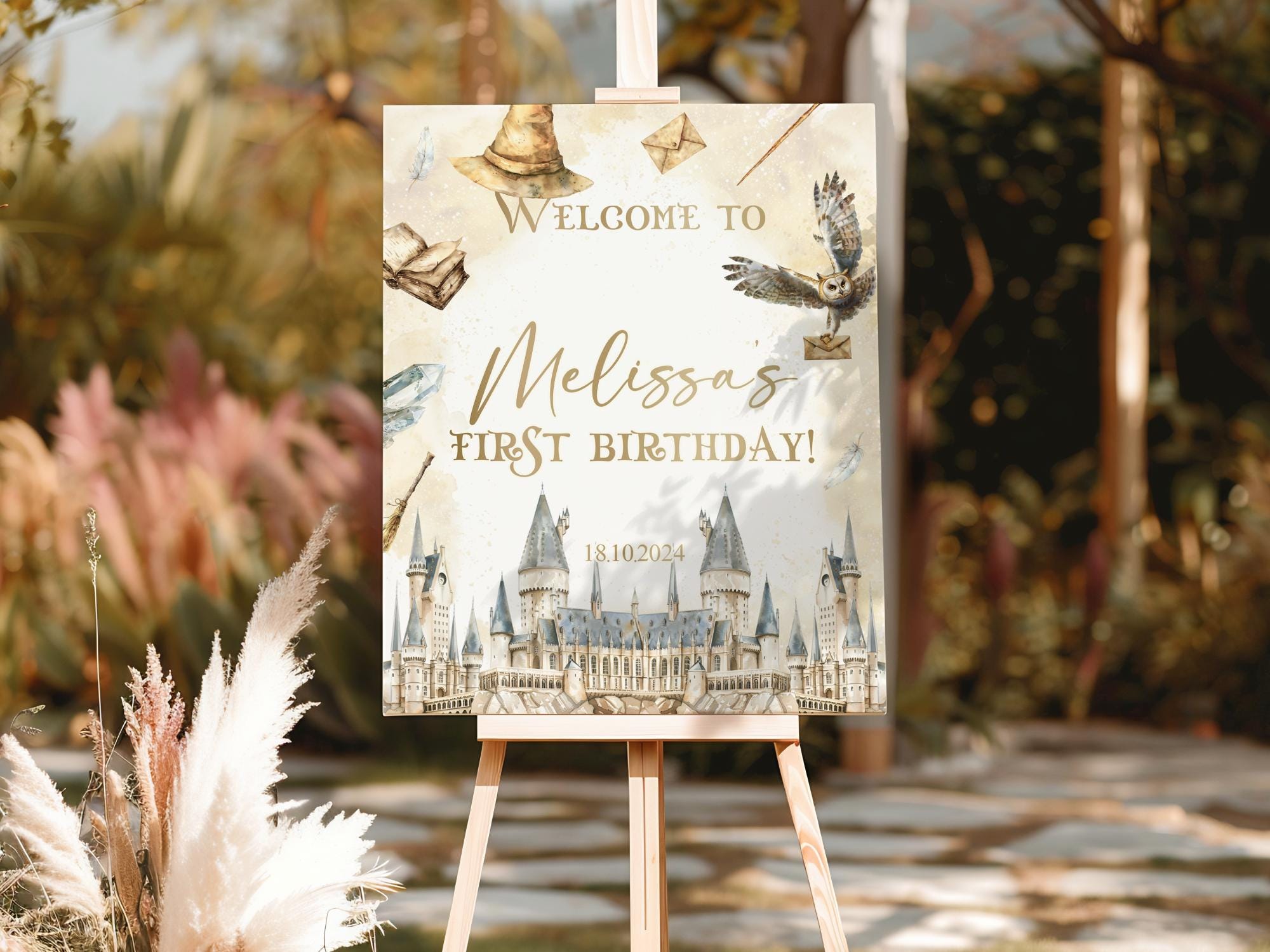 Magic School Birthday Welcome Sign, School of Wizard 1st Birthday ...
