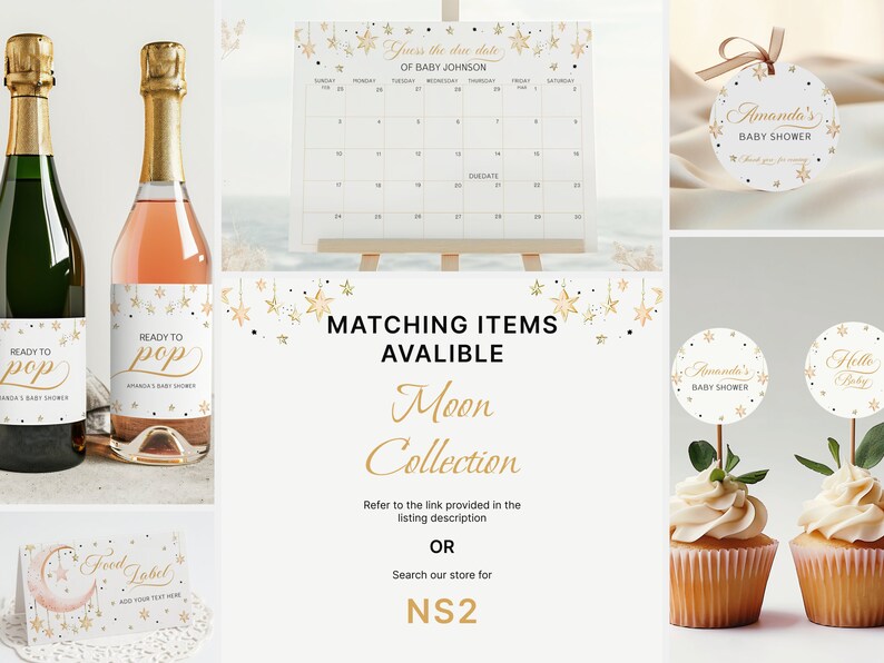 Editable Over the Moon Table Signs Moon Stars Baby Shower Table Signs ...
