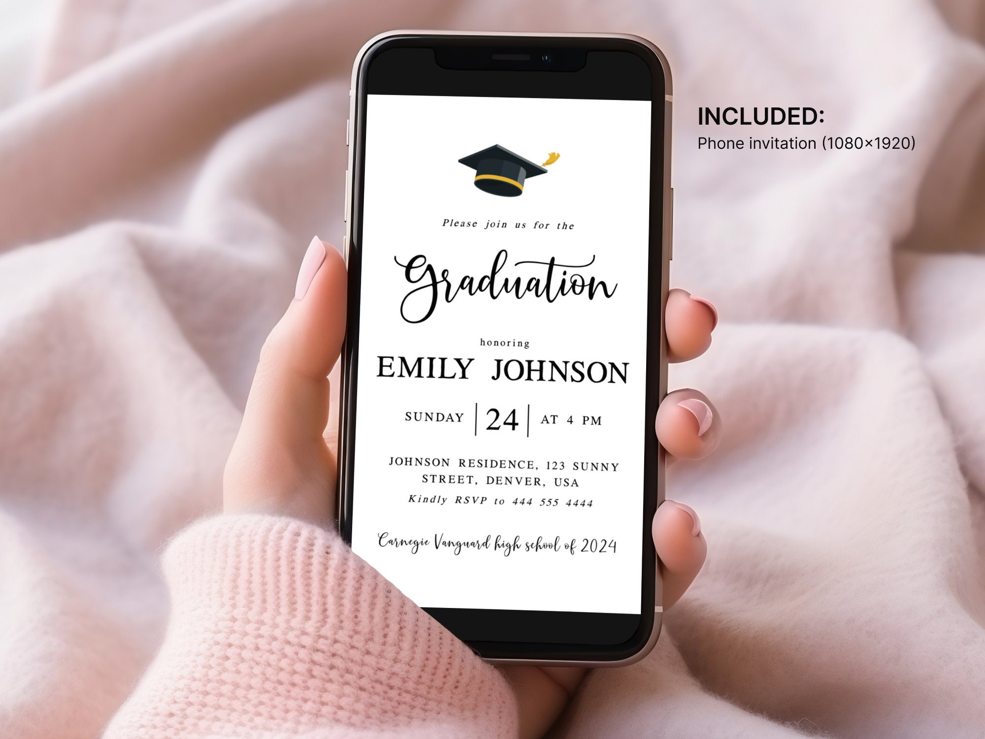 Clear Graduation Invitation Template Editable Simple Graduation ...