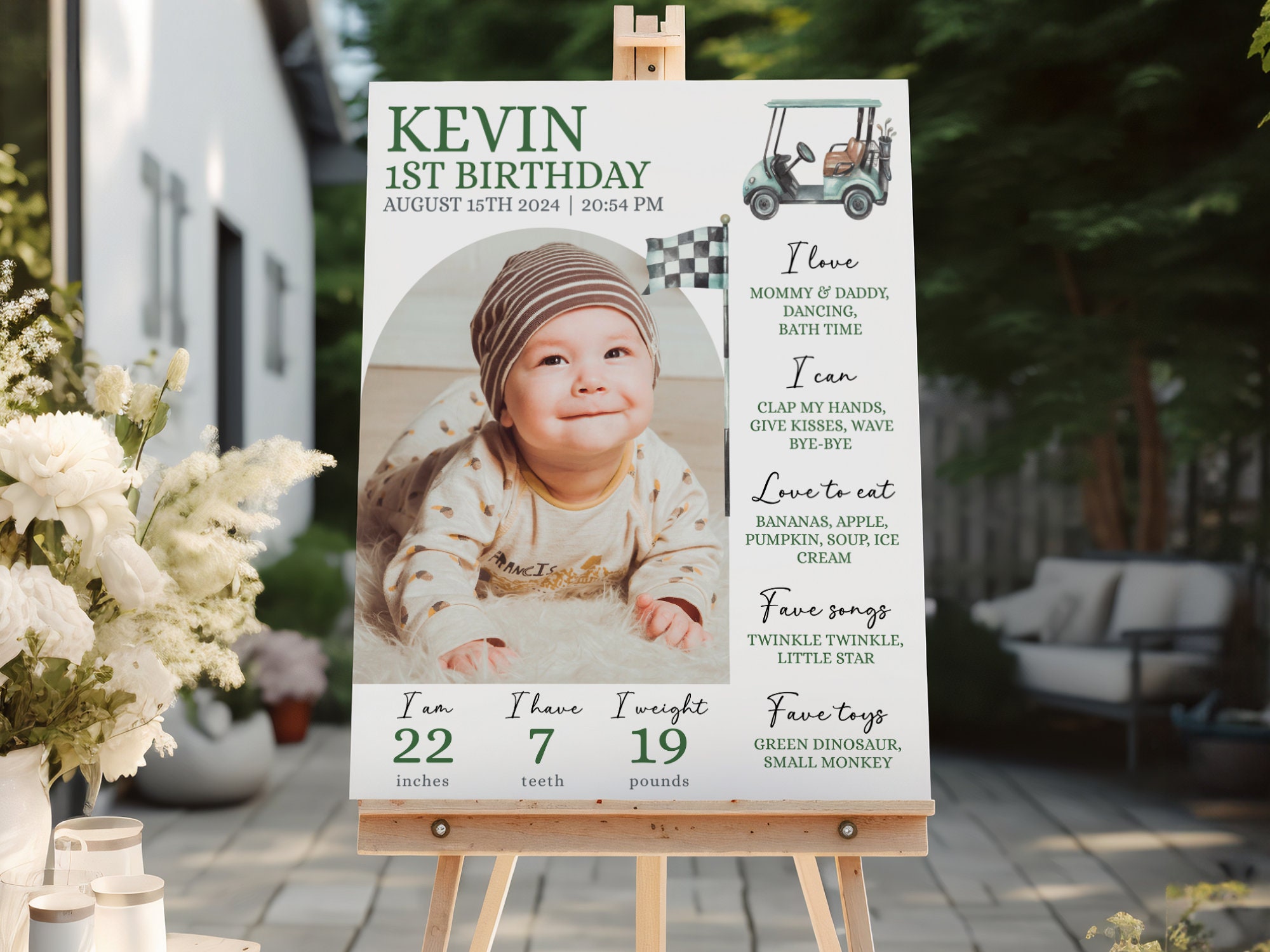 Golf 1st Birthday Milestone, Hole in One Milestone Board, Golf Themed ...