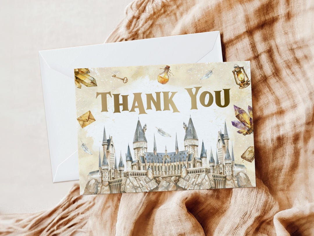Wizard Baby Shower Thank You Card, Wizard on the Way Party Thank You ...