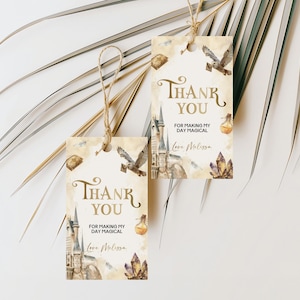 Wizard Birthday Party Favor Tags, Printable Magic School Bday Thank You ...