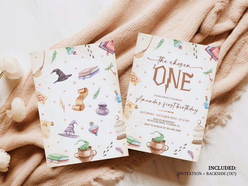Magical First Birthday Invitation Set, the Chosen One Birthday Party ...