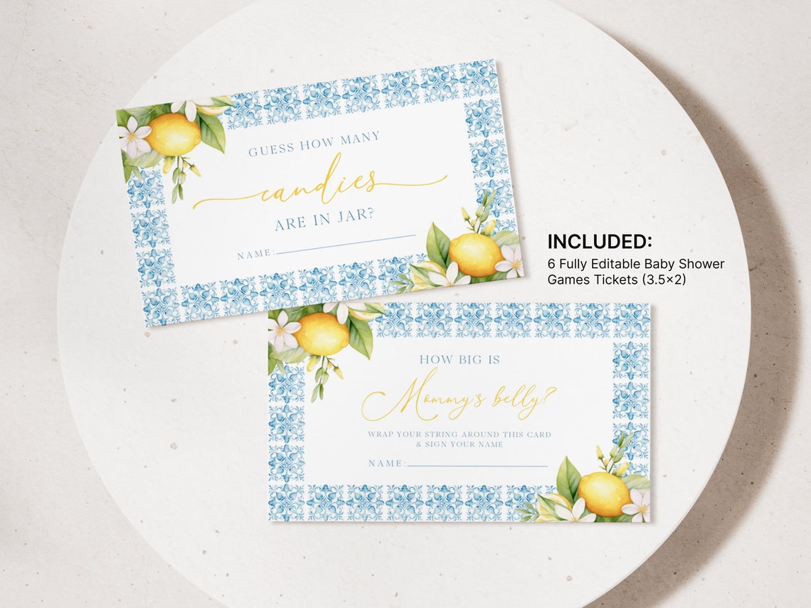 Lemonade Baby Shower Game Bundle, Citrus Baby Shower Activities, Summer ...