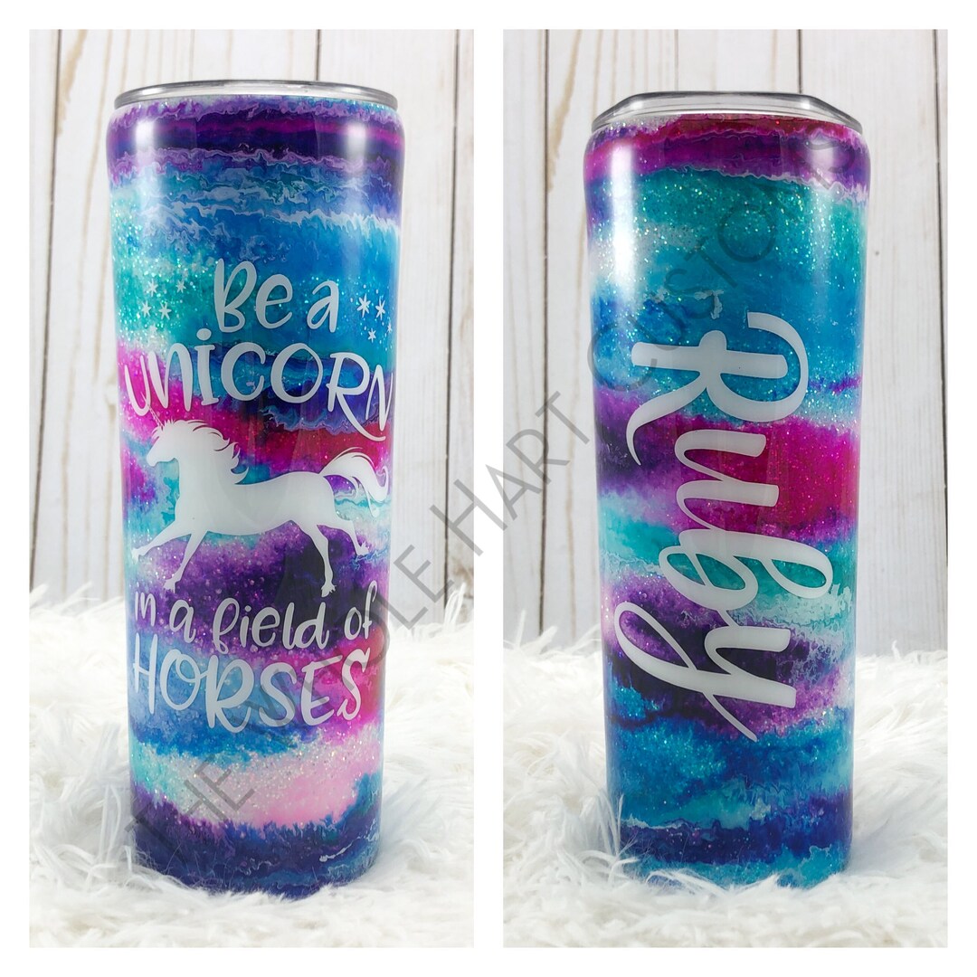 Customized Personalized Glitter Alcohol Ink Swirl Water Bottle Coffee ...