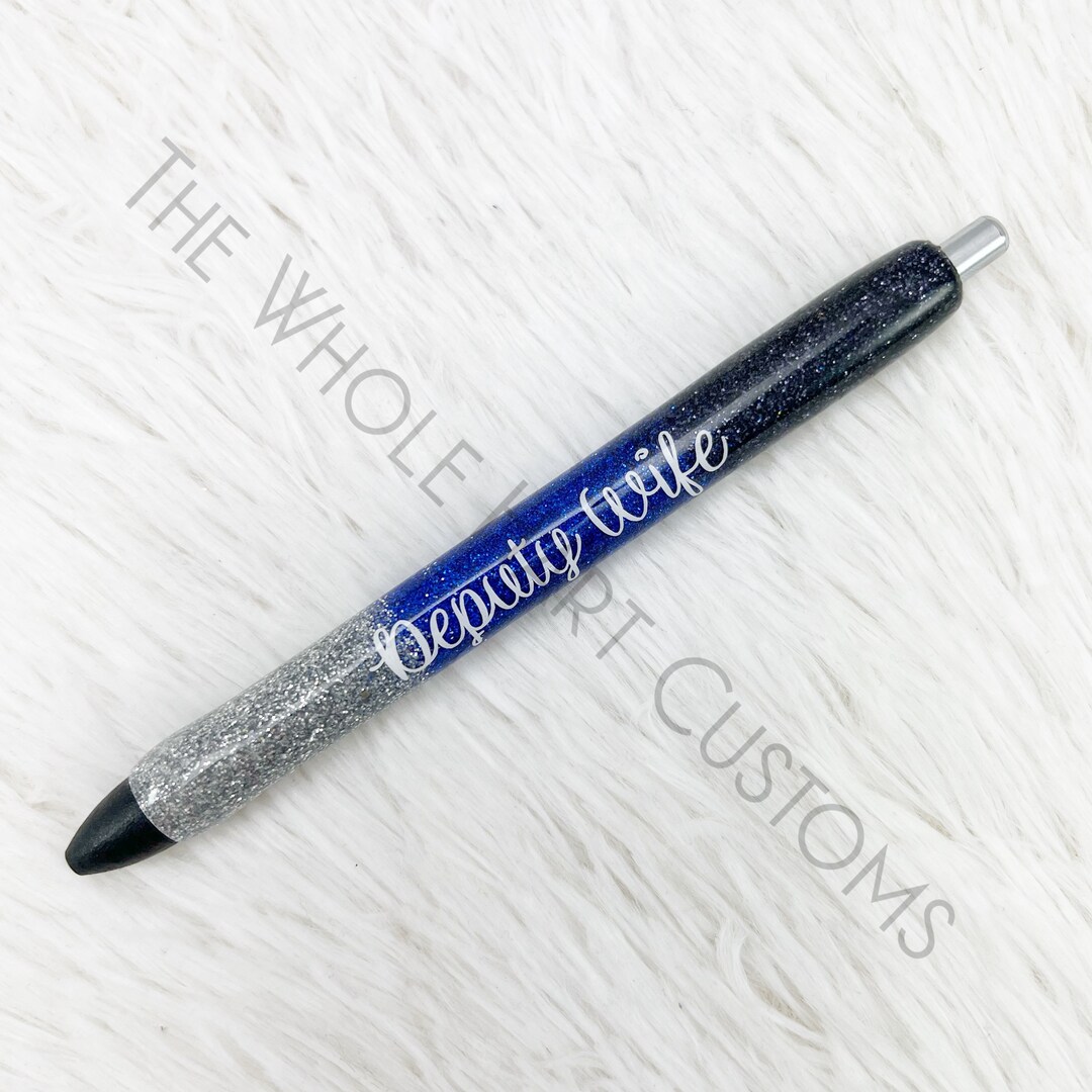 Police Officer Pen | Thin Blue Line Pen | Glitter Pen | Refillable Gel ...