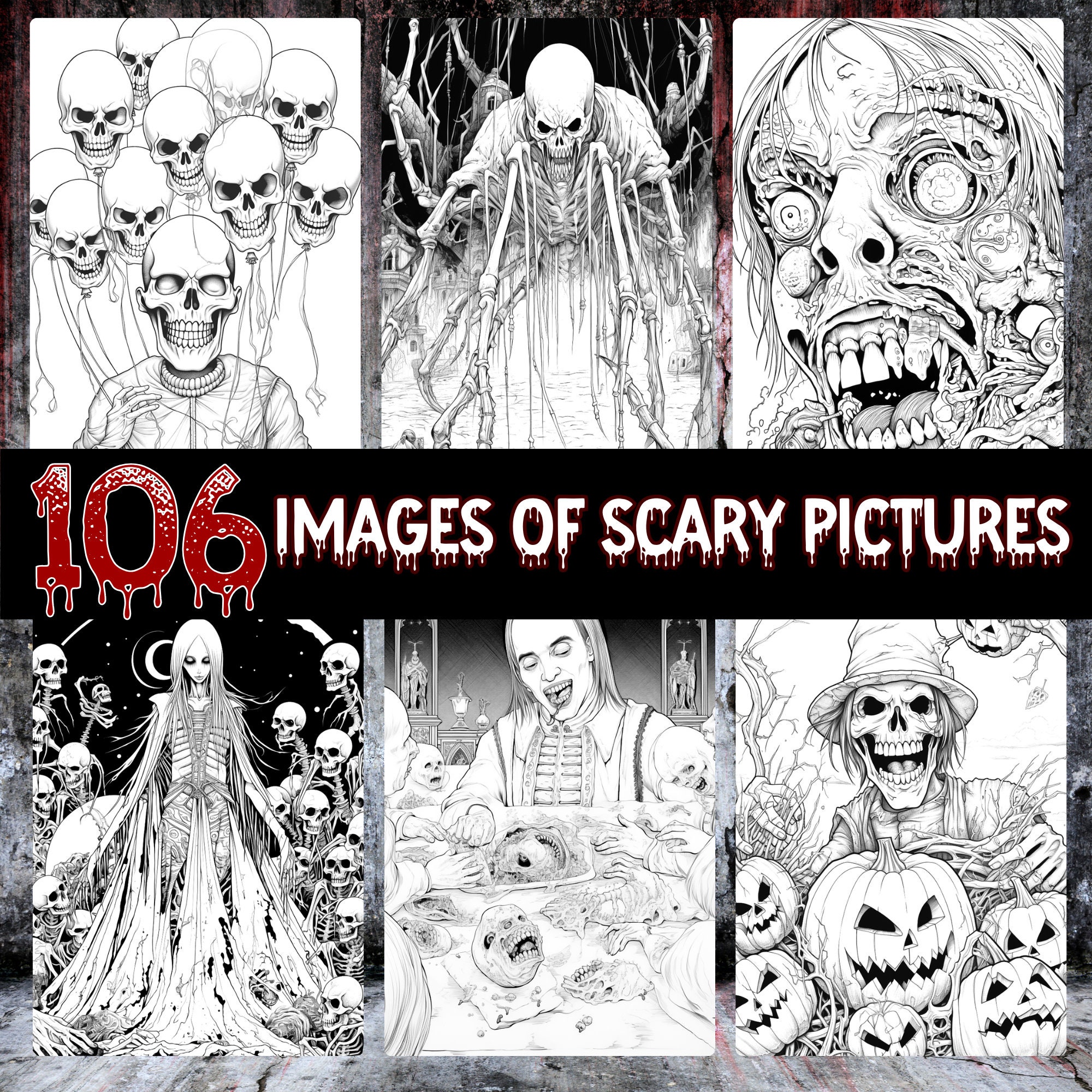 Horror & Halloween Coloring Page for Adults Coloring Pages - Etsy