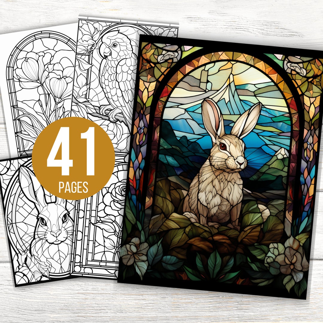 Stained Glass Coloring Pages, for Adults Coloring Pages, Instant ...