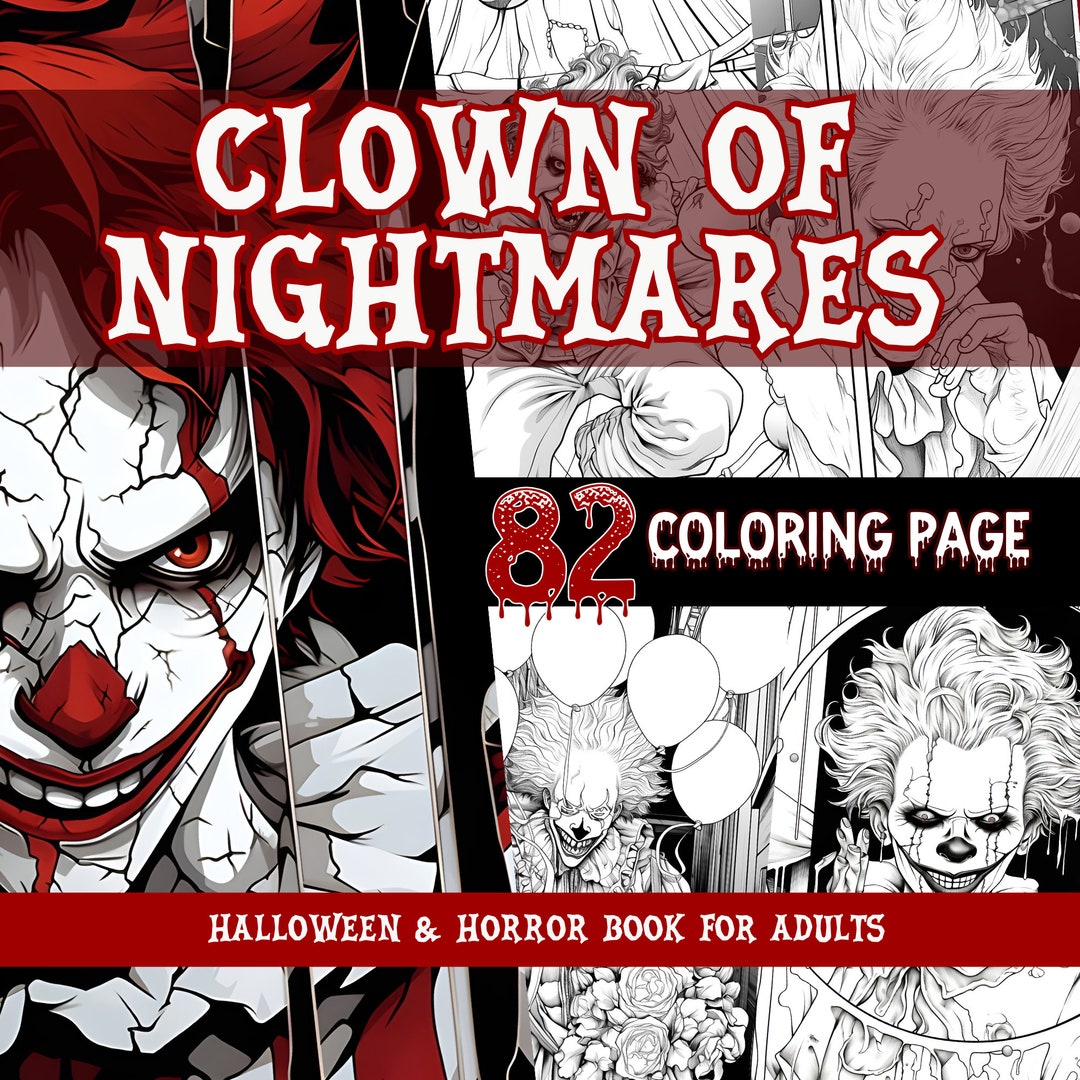 Clown of Nightmares: Horror&halloween Coloring Book for Adults Coloring ...