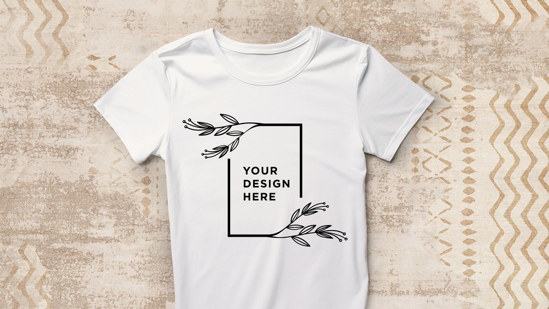 White Tee Boho Flat Lay Mockup, Tshirt Mocks, Digital Tee Flatlay PNG ...