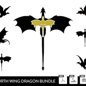 Fourth Wing Dragon Silhouette SVG Bundle Fourth Wing Tairn and Andarna ...