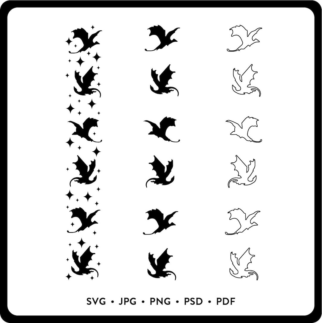 Fourth Wing Dragon SVG Bundle: Sprayed Edge, Bookmark, Tumbler Decal ...