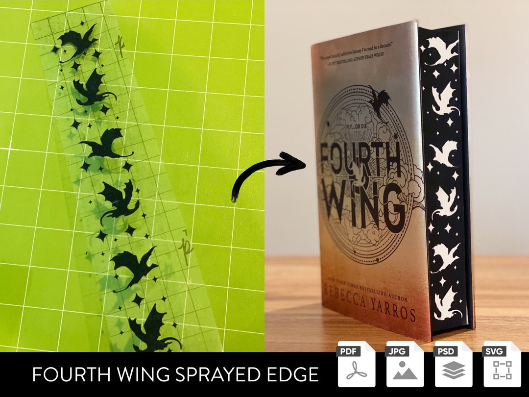 Fourth Wing Stenciled Edge SVG Fourth Wing Bookmark PNG Fourth Wing ...