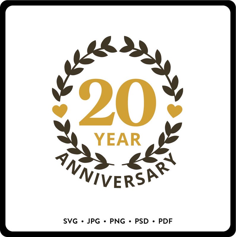 20th Anniversary Circle Logo SVG Design: Reunion, Wedding (digital ...